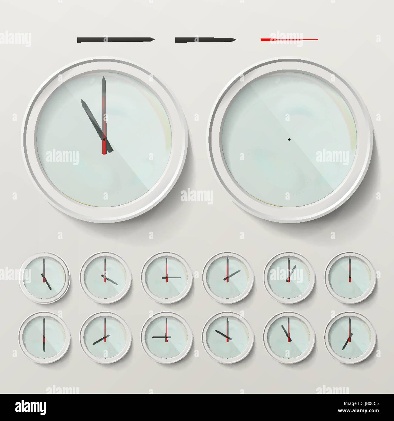 Realistic Wall Clocks Set Vector Illustration Wall Analog Clock Stock