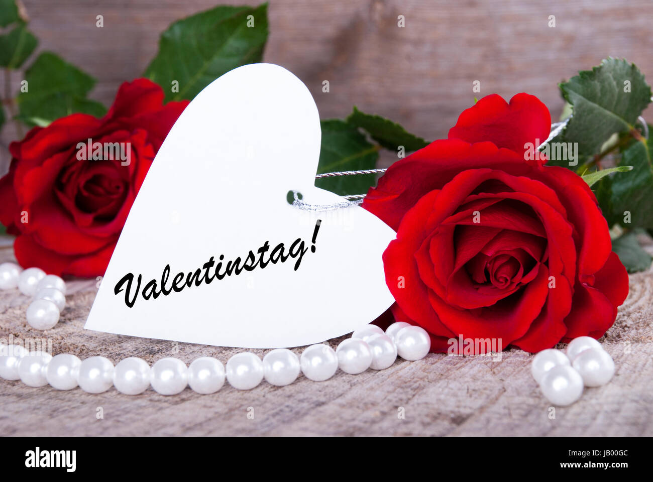 Valentines Background with white Label with the German word ...