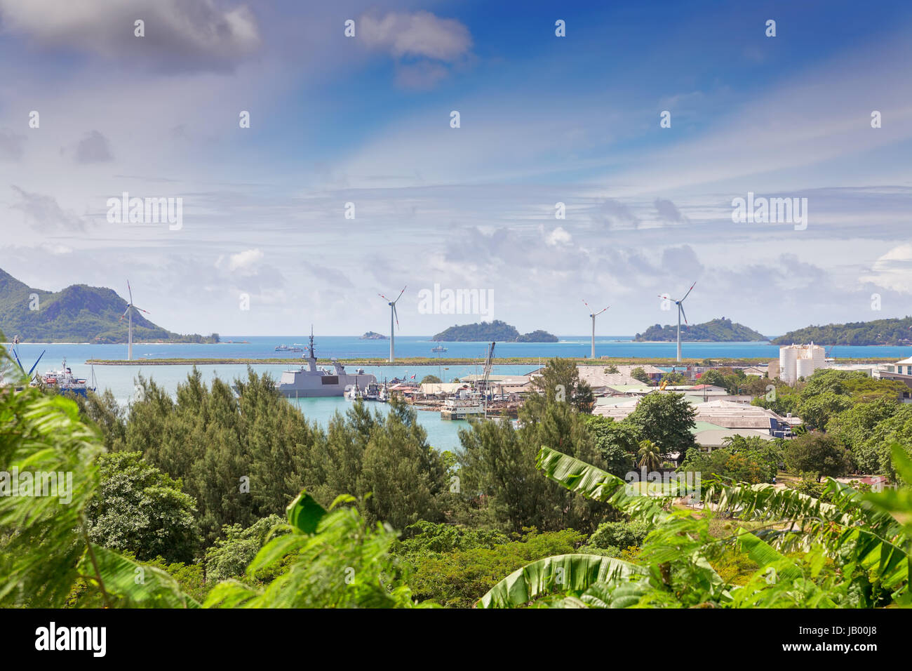 View of Victoria port, Mahe, Seychelles Stock Photo - Alamy