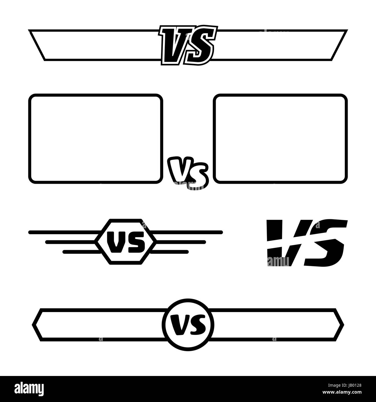 Versus Vector Symbol Set. VS Letters And Frames. Isolated On White ...