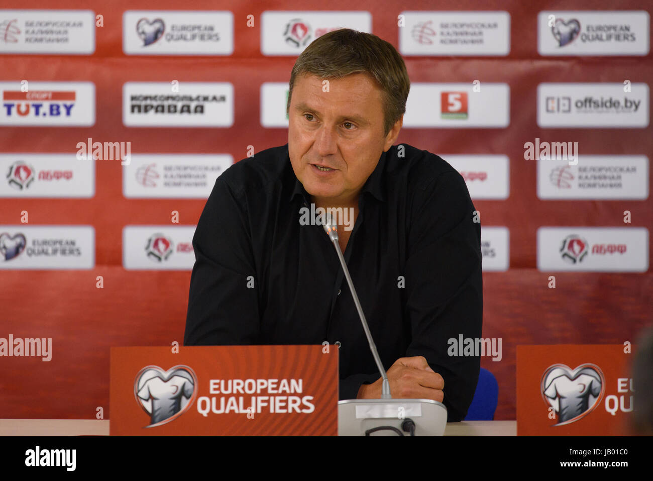BARYSAW/BELARUS – SEPTEMBER 9, 2016: Alyaksandr Khatskevich, coach of ...