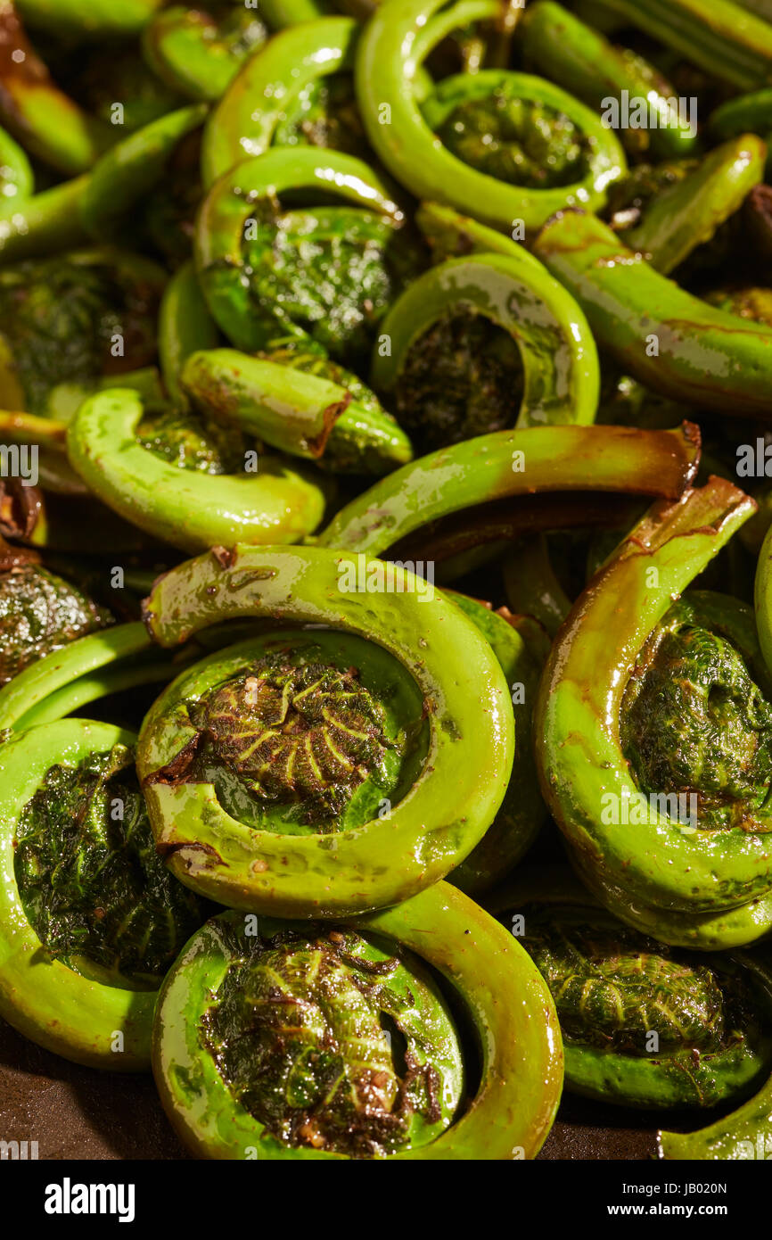 pan fried fiddleheads Stock Photo - Alamy