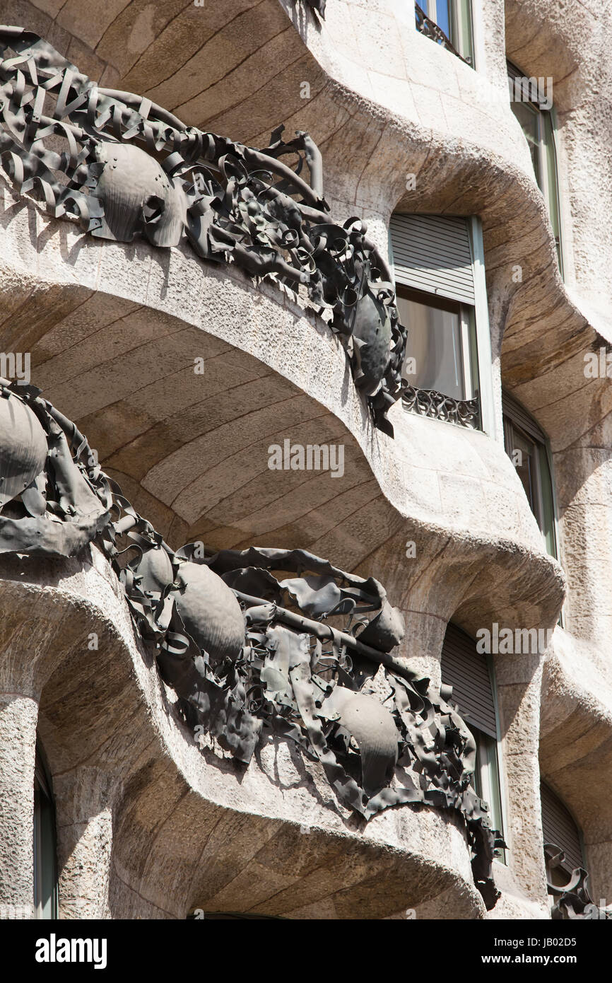 Famous Gaudi's masterpiece - Casa Mila or La Pedrera, Barcelona, Spain ...