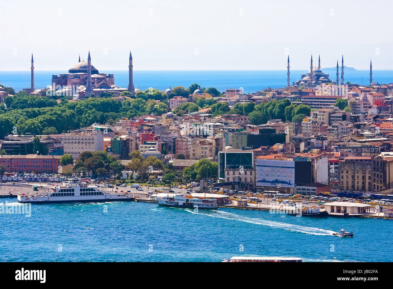 Panoramic view of Golden Horn from Galata tower, Istanbul, Turkey Stock ...