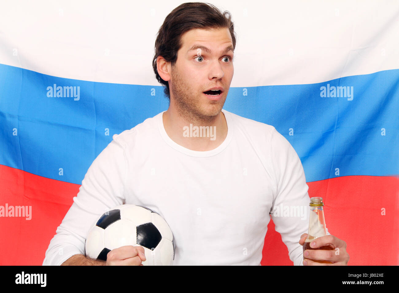 Happy man flag russia hi-res stock photography and images - Alamy