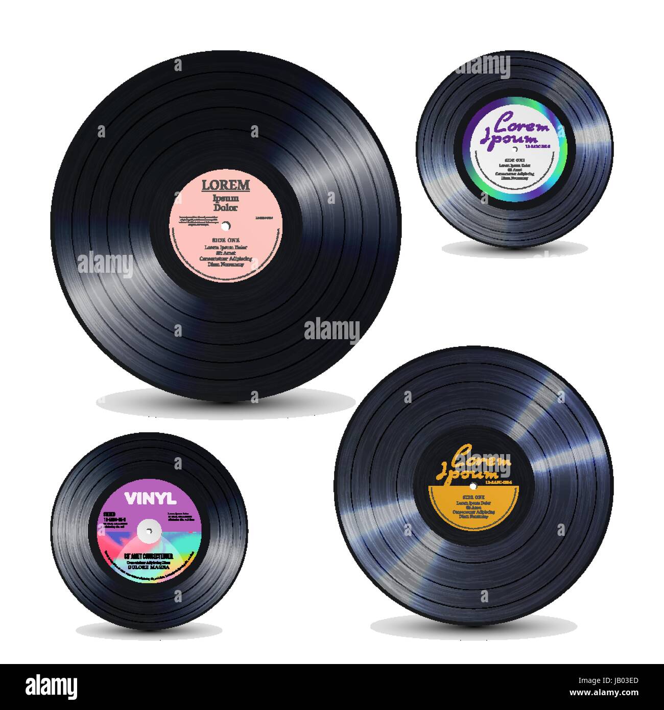 Vinyl Disc With Shiny Grooves. Old Retro Records. Isolated Vector Stock ...