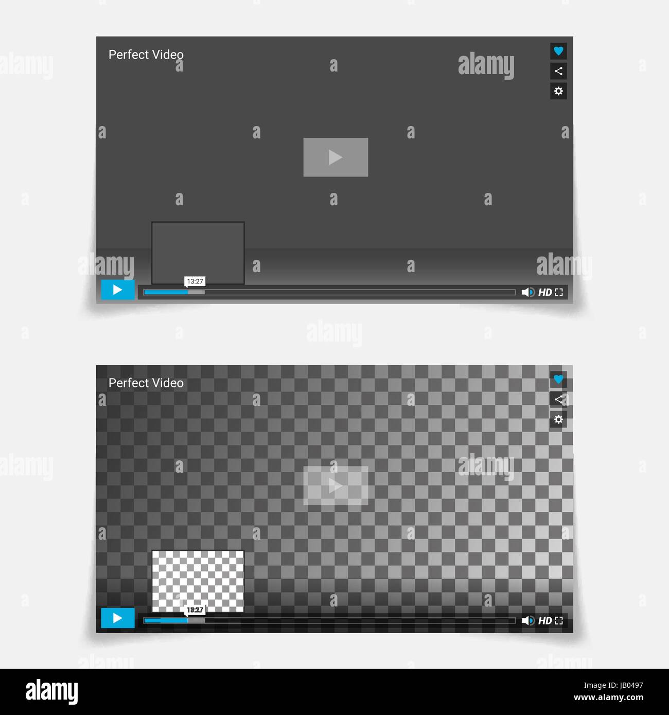 Video Player Interface Template Vector. Trendy Minimal Flash Interface ...