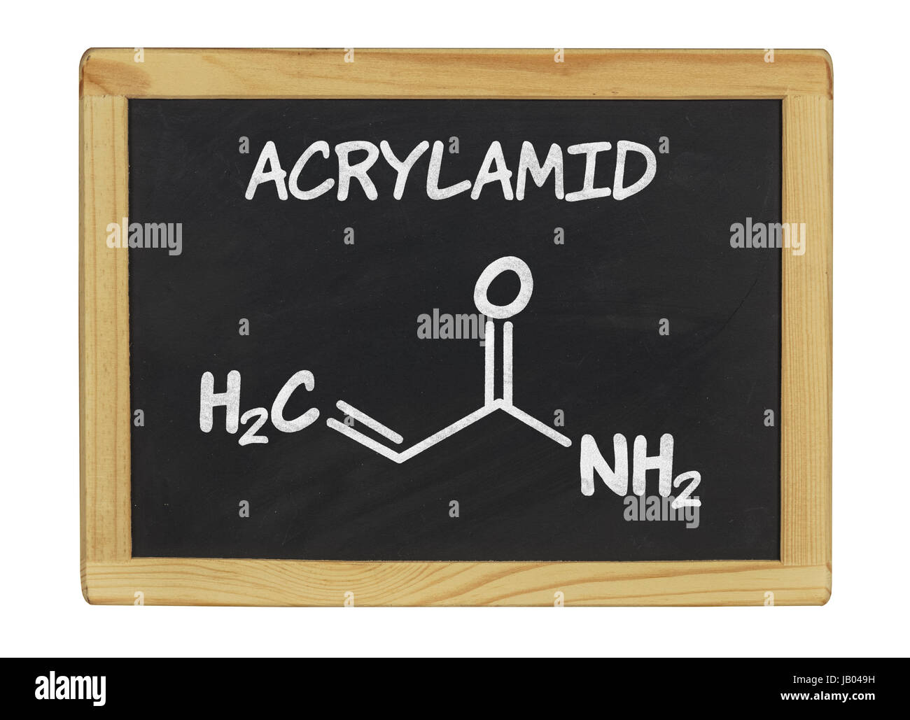 chemische Strukturformel von Acrylamid auf einer Schiefertafel Stock ...