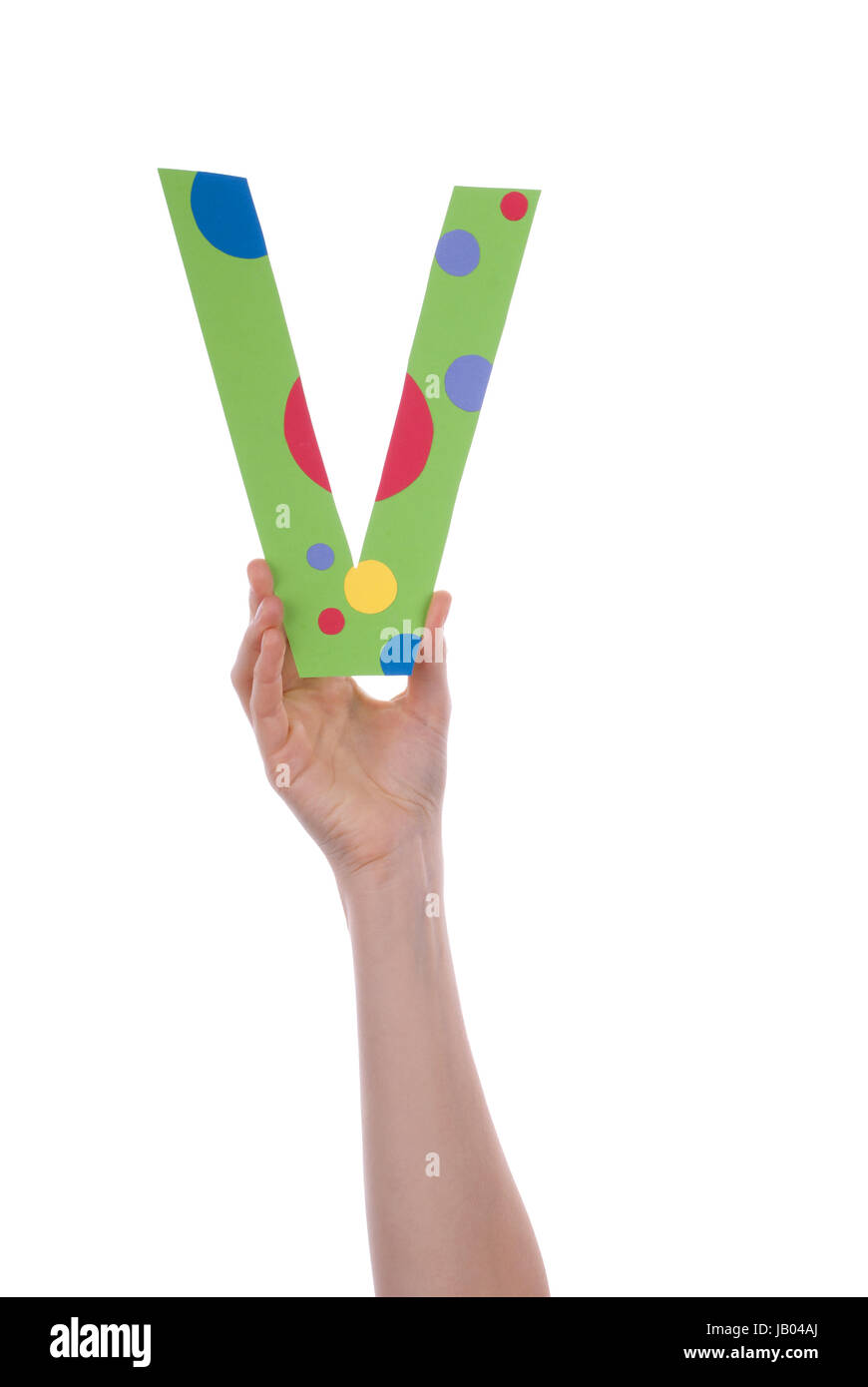 A Hand Holding a Colorful V, Isolated Stock Photo - Alamy