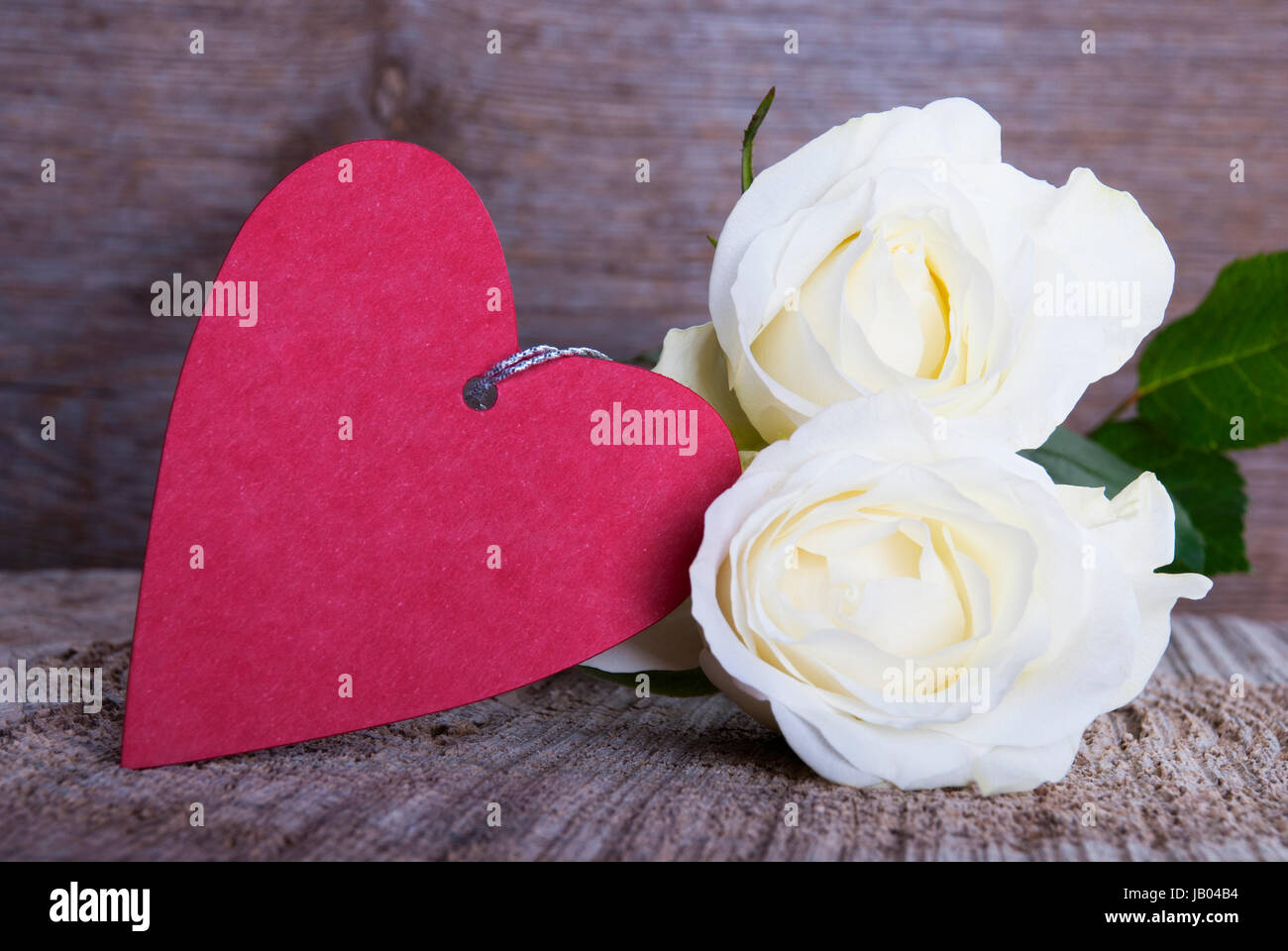 A Empty Red Heart Label with White Roses as Background Stock Photo - Alamy