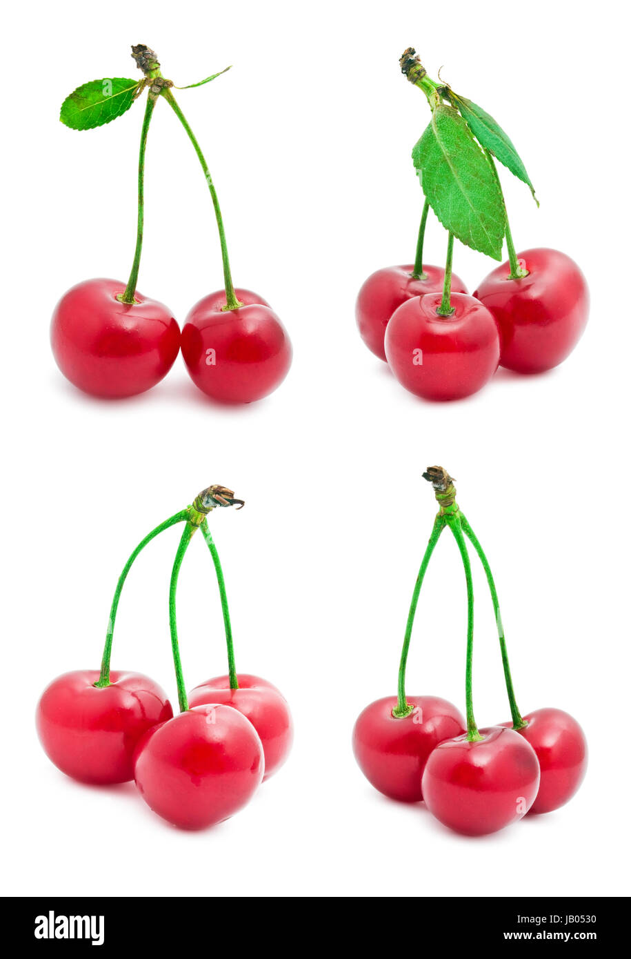 Collection of beautiful red cherry isolated on white background Stock ...