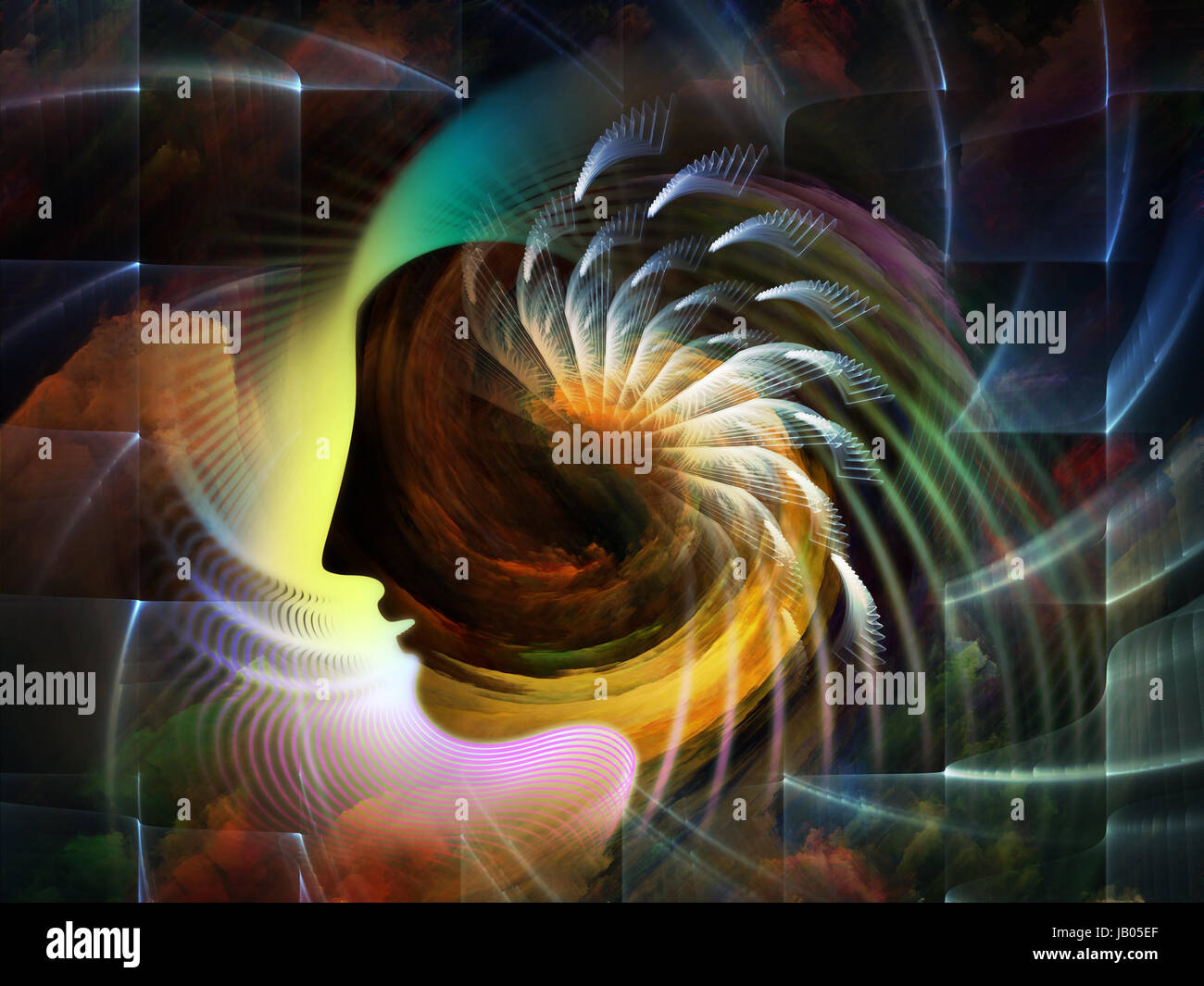 Geometry of the Soul series two. Background design of human profile and ...
