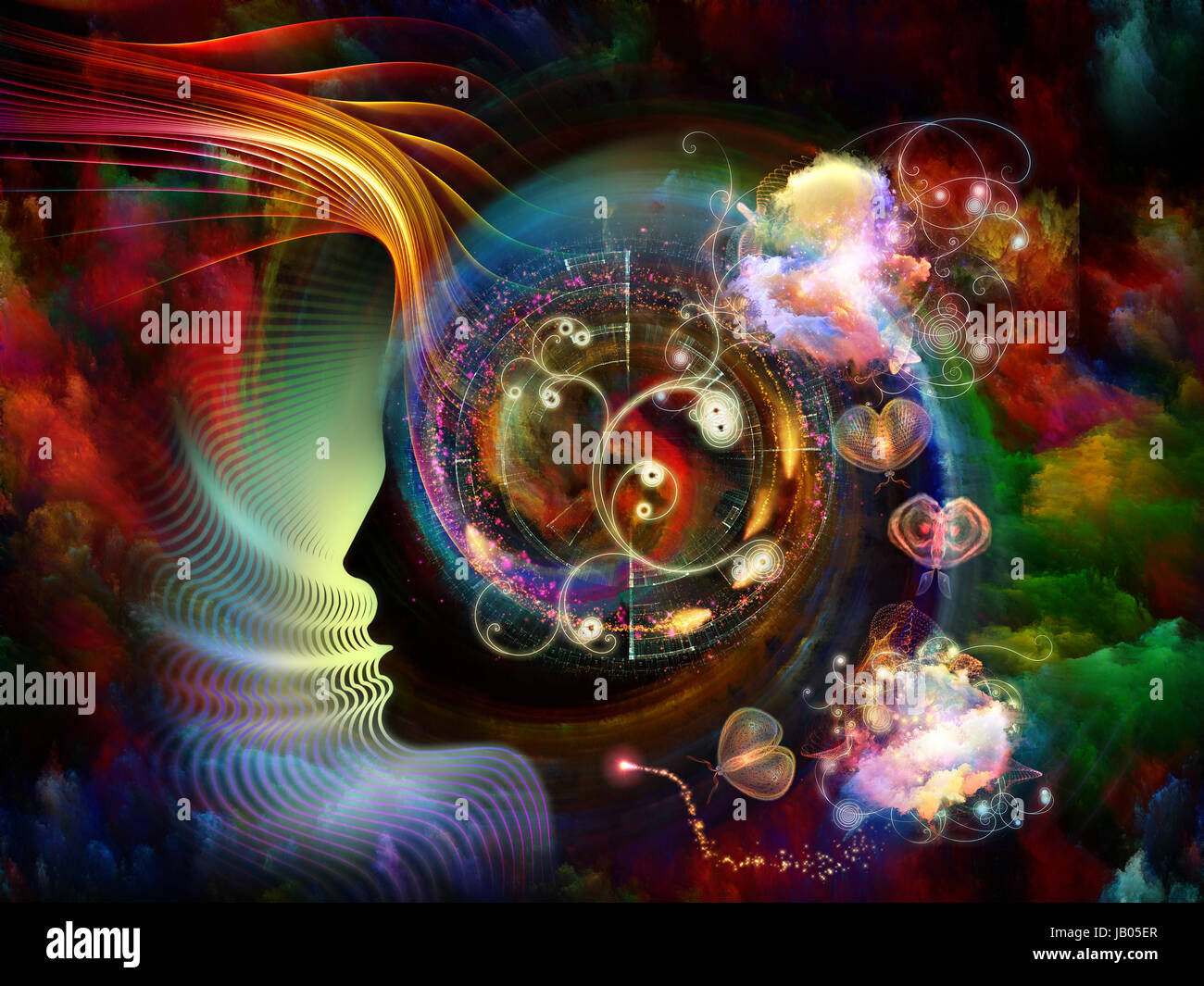 Geometry of the Soul series two. Background design of human profile and ...