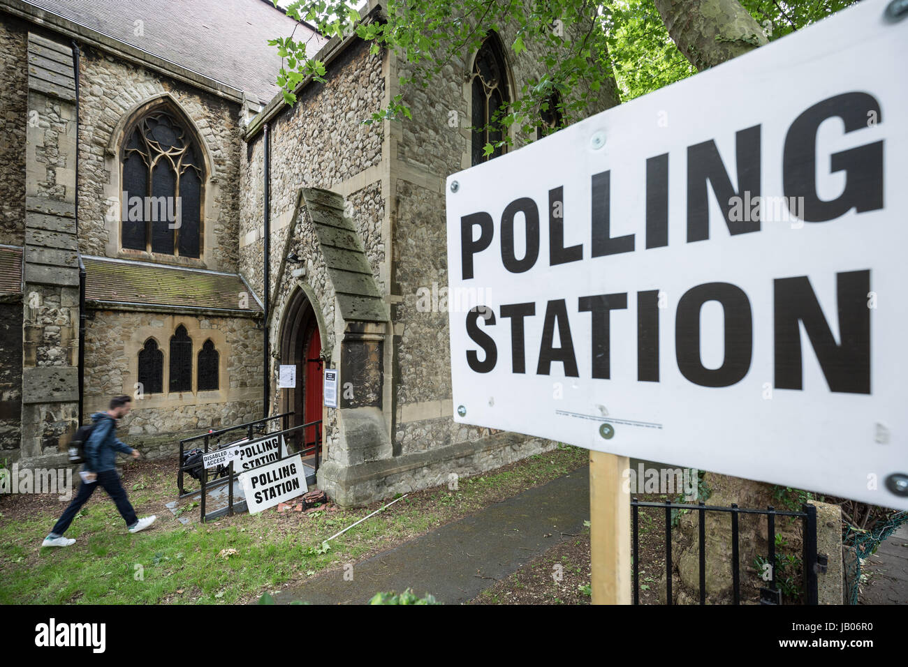London, UK. 8th June, 2017. Polling Station at St. Peter’s Church in ...