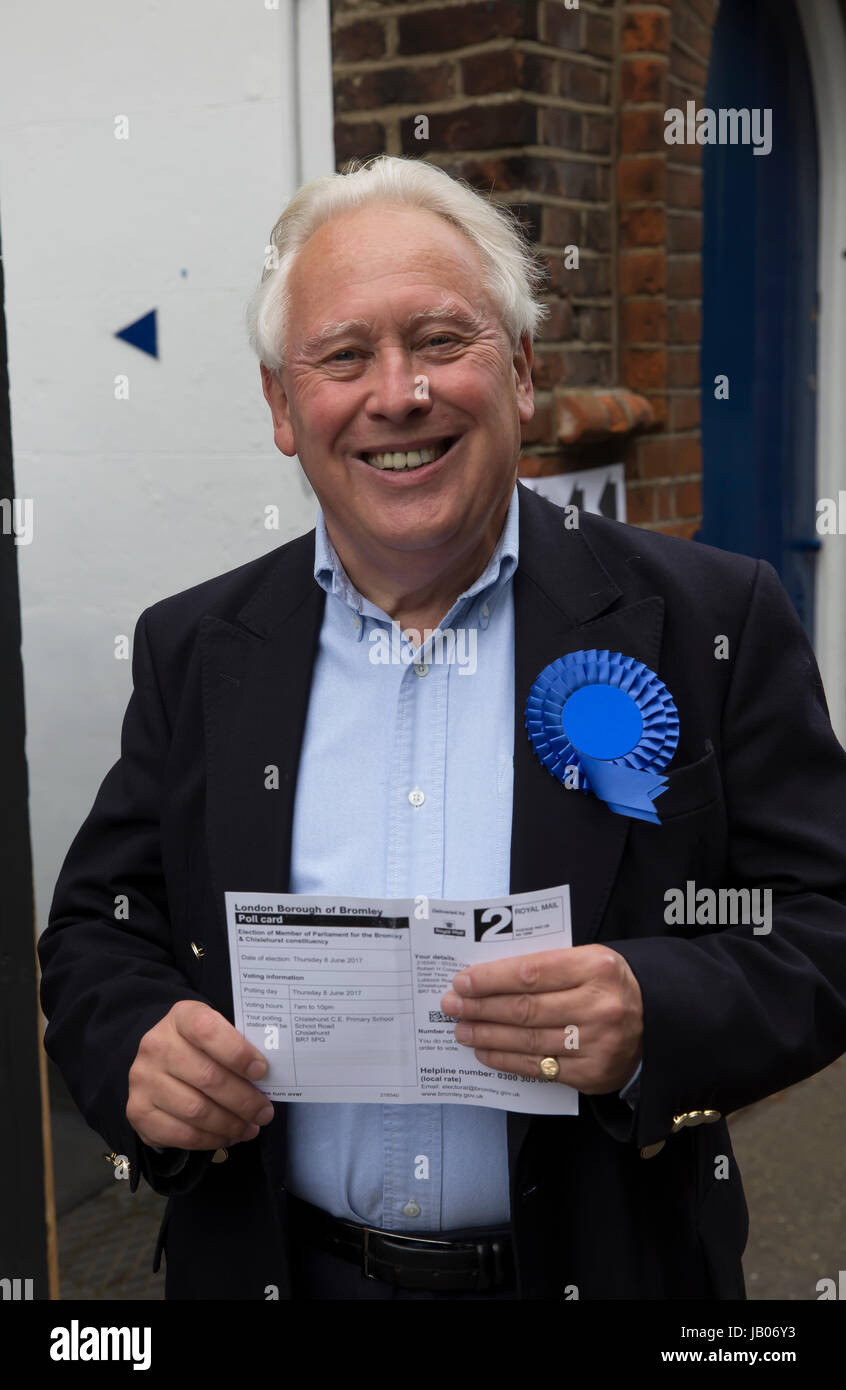 Chislehurst,UK,8th June 2017,Bob Neill MP for Bromley and Chislehurst ...