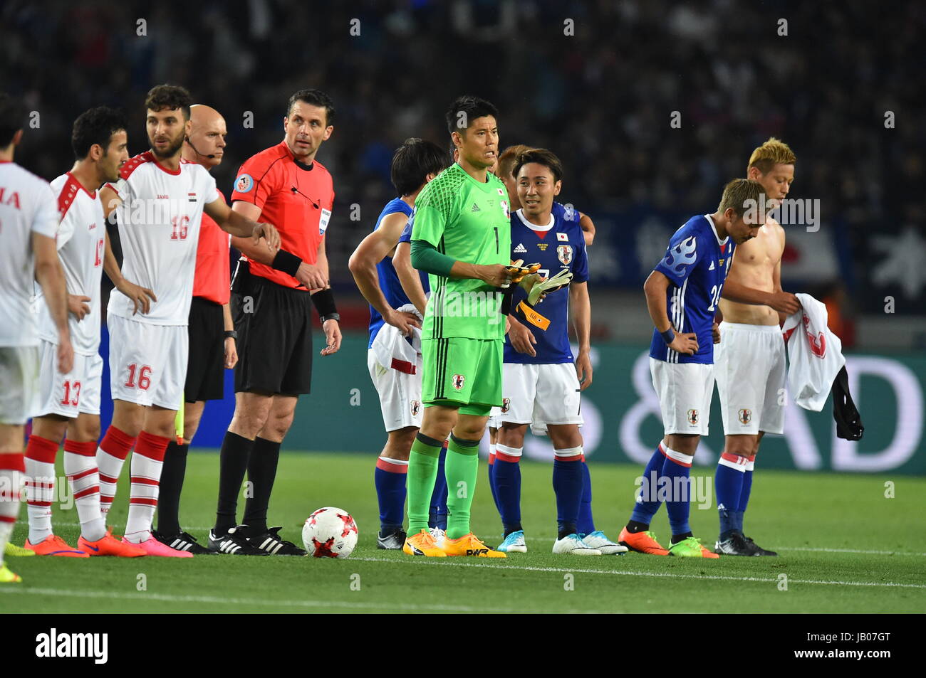 Tokyo, Japan. 7th June, 2017. (C-R) Eiji Kawashima, Shu Kurata, Yosuke ...
