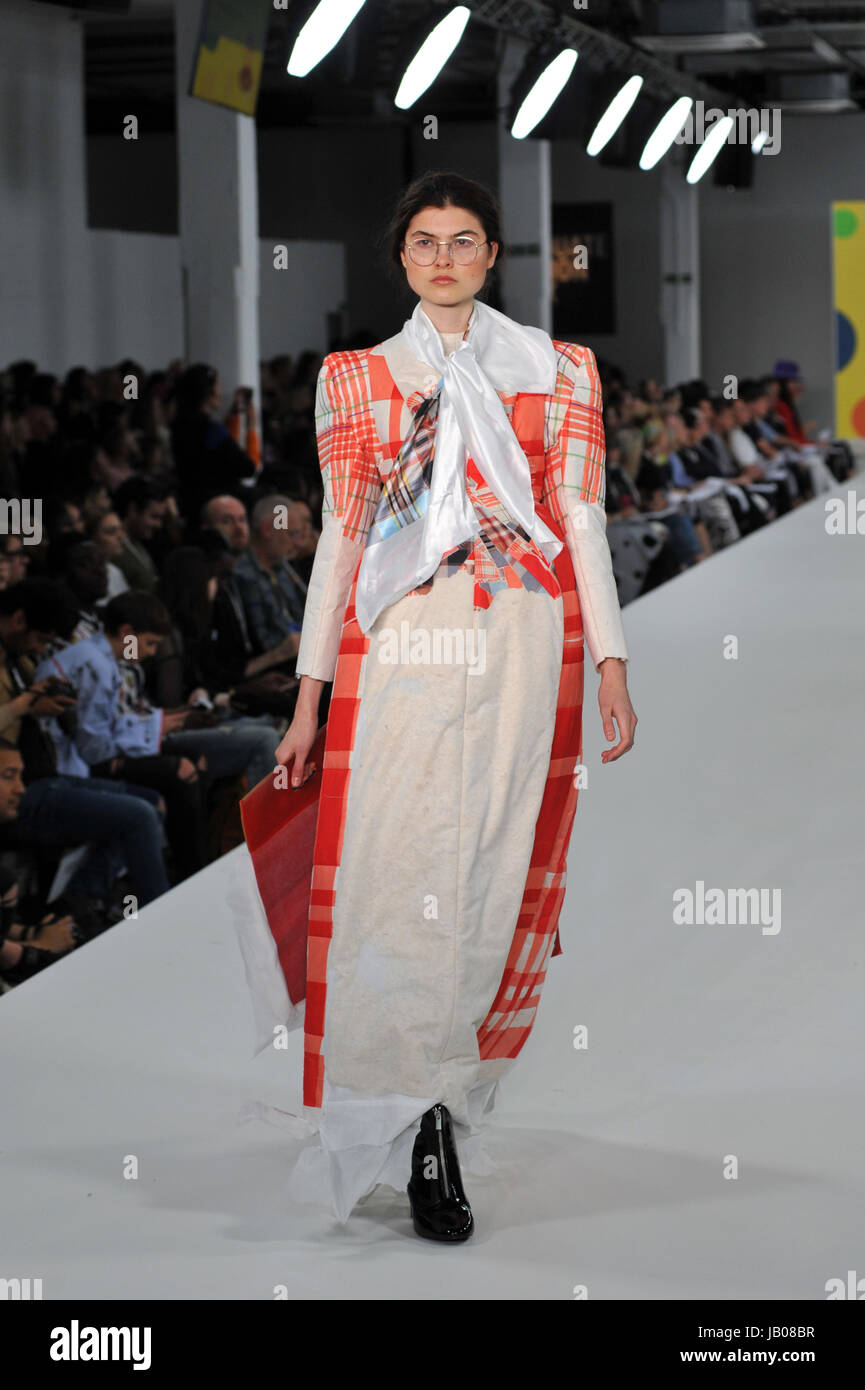 London, UK, 07/06/2017 Model wearing designs by Halina North of ...