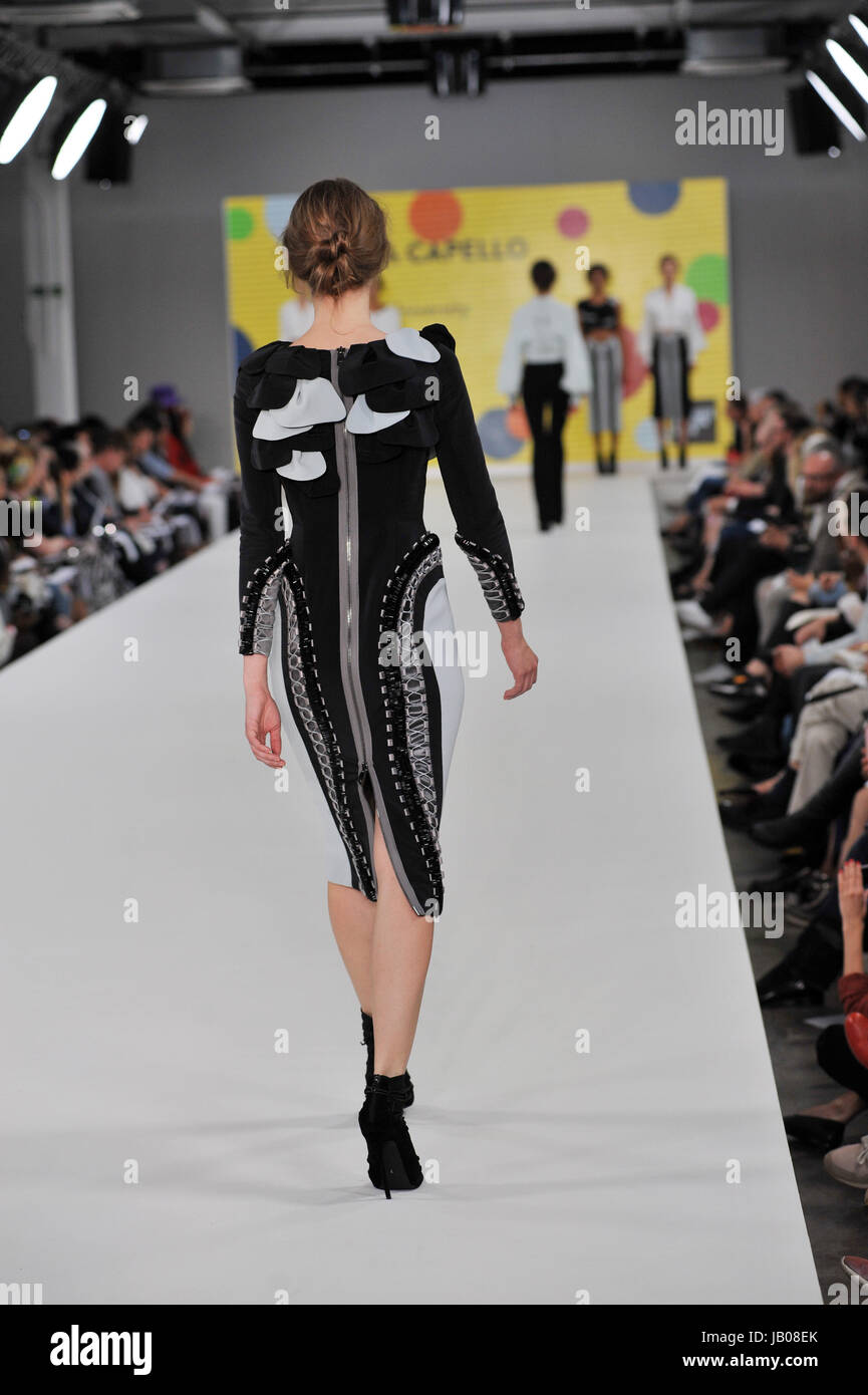 London, UK. 07th June, 2017. Model wearing designs by Laura Capello of ...