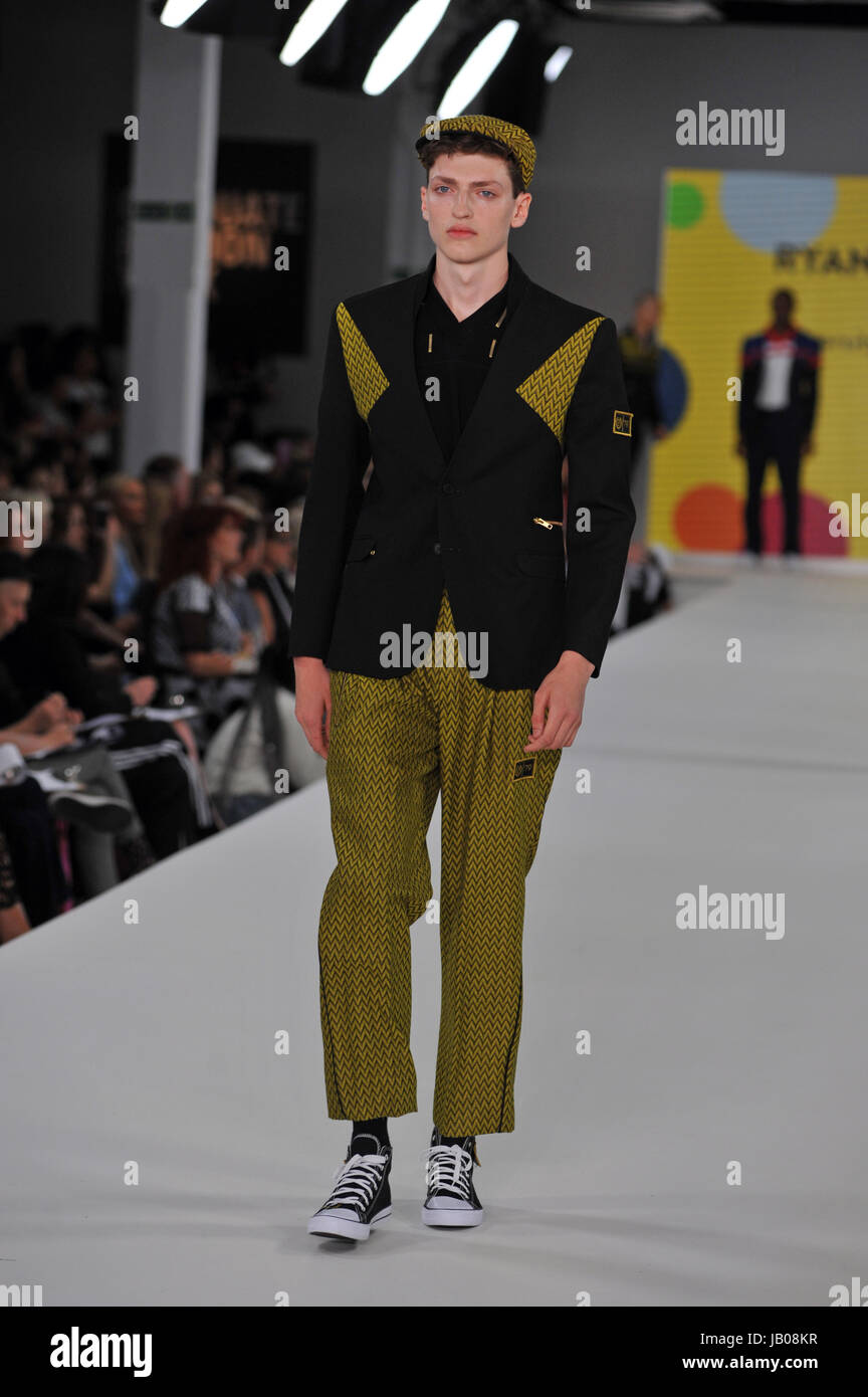 London, UK. 07th June, 2017. Model wearing designs by Ryan Brockbank of ...