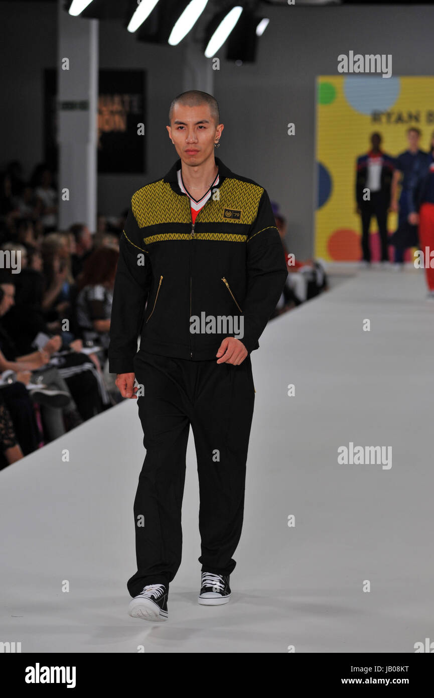 London, UK. 07th June, 2017. Model wearing designs by Ryan Brockbank of ...