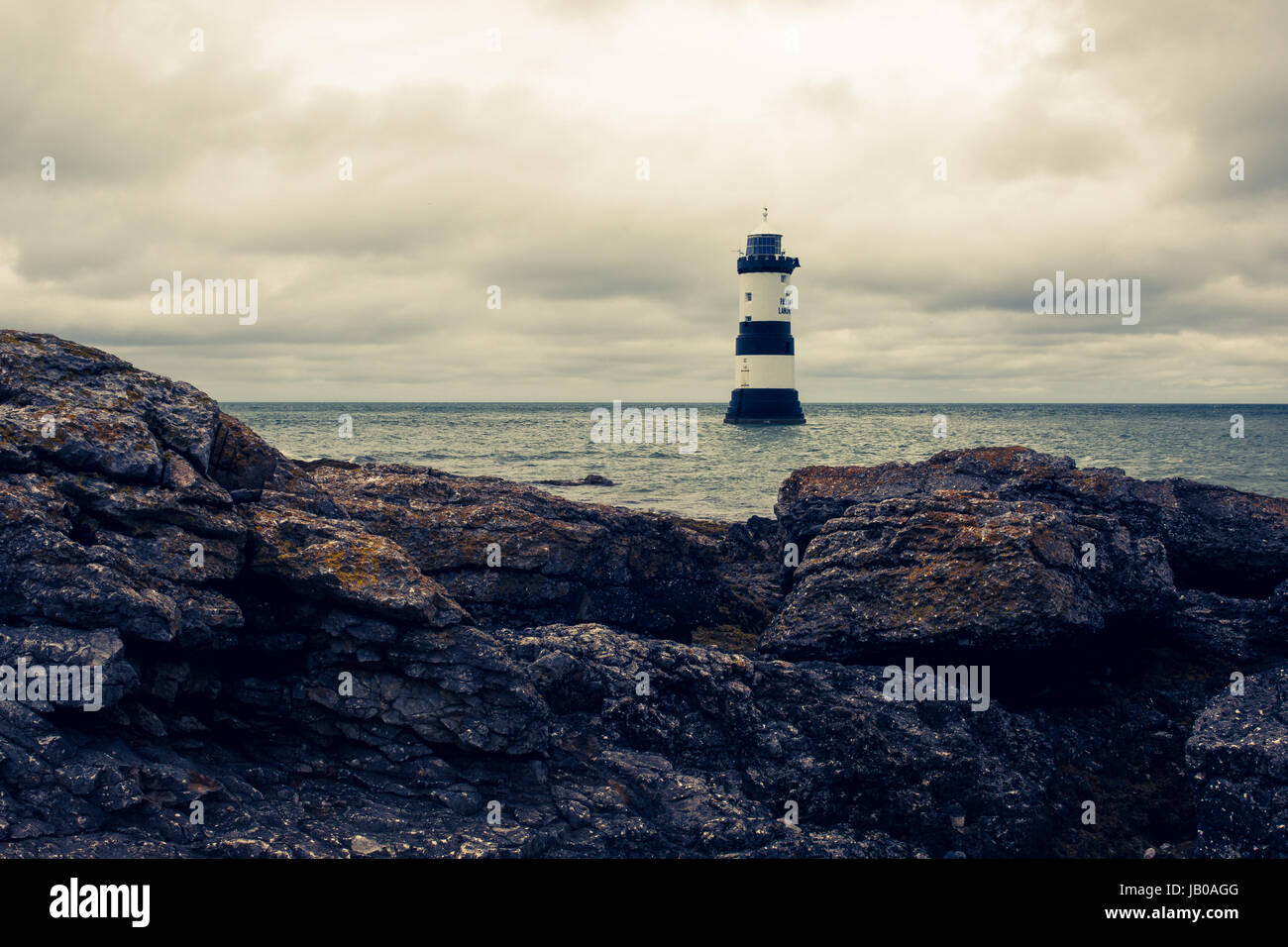 Penmon Point Lighthouse - Trwyn Du Lighthouse Stock Photo - Alamy