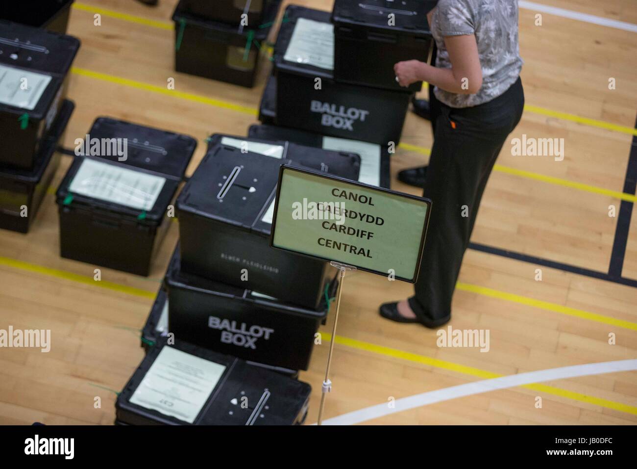Cardiff, Wales, UK. 08th June, 2017. Cardiff Central Ballot Boxes as ...
