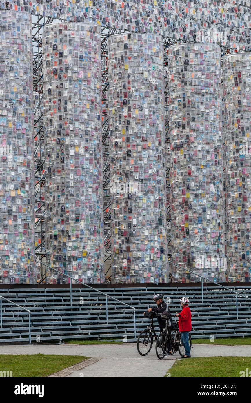 Documenta Kassel, Germany. People on bicycles in front of 'The ...