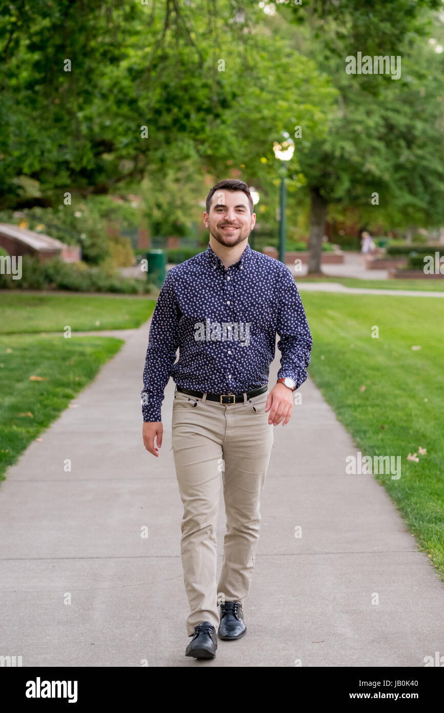University student lifestyle portrait outdoors with natural light Stock ...