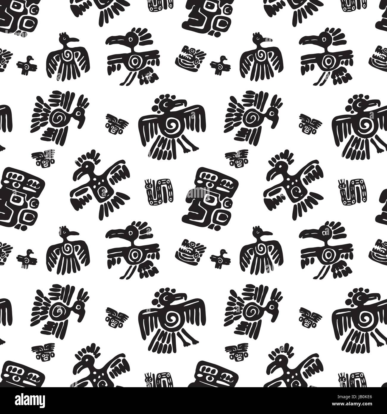 Seamless vector maya pattern. Black and white ethnic elements. Tribal ...