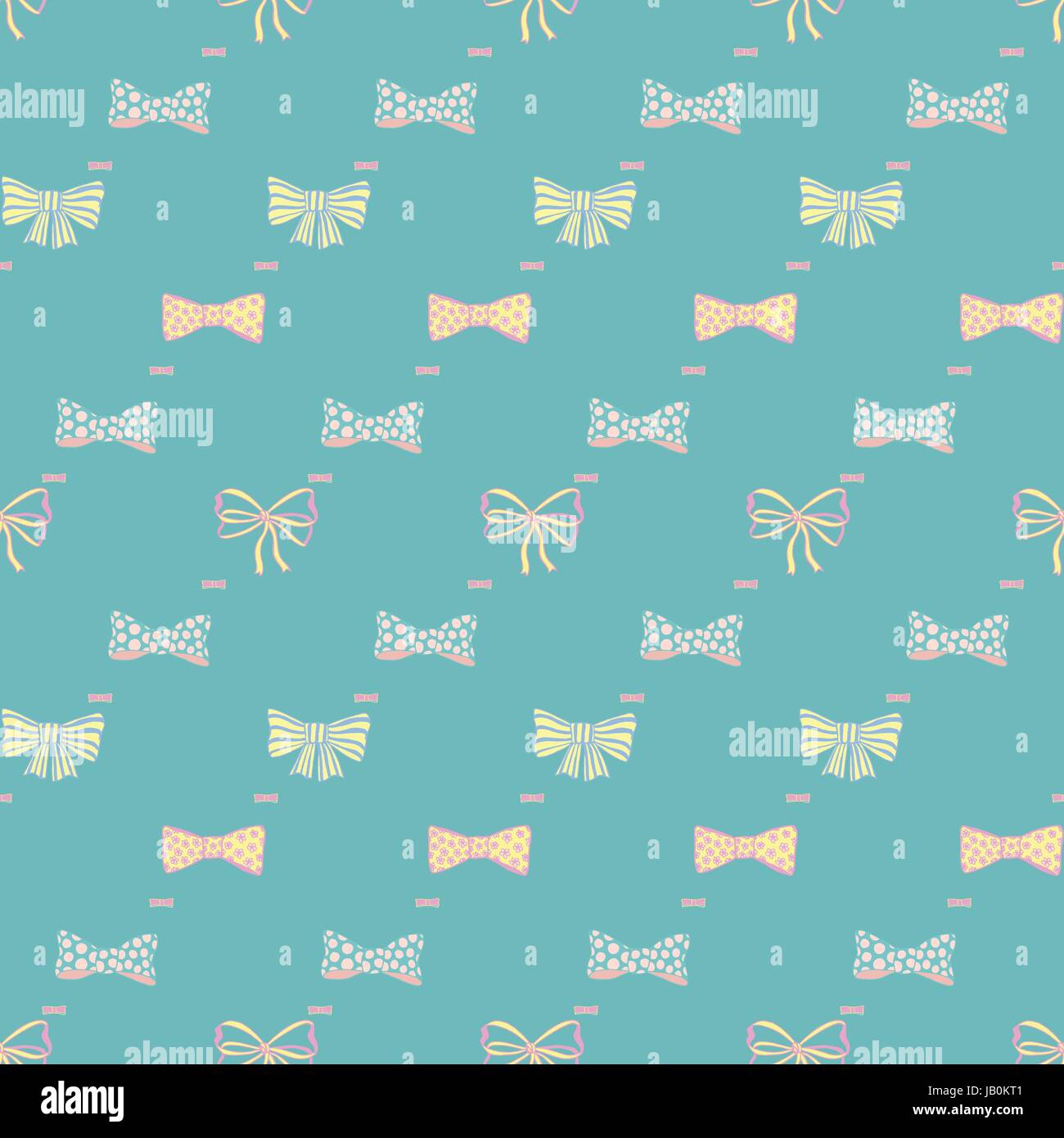 Seamless pattern with hand drawn bows on green background. Doodle ...