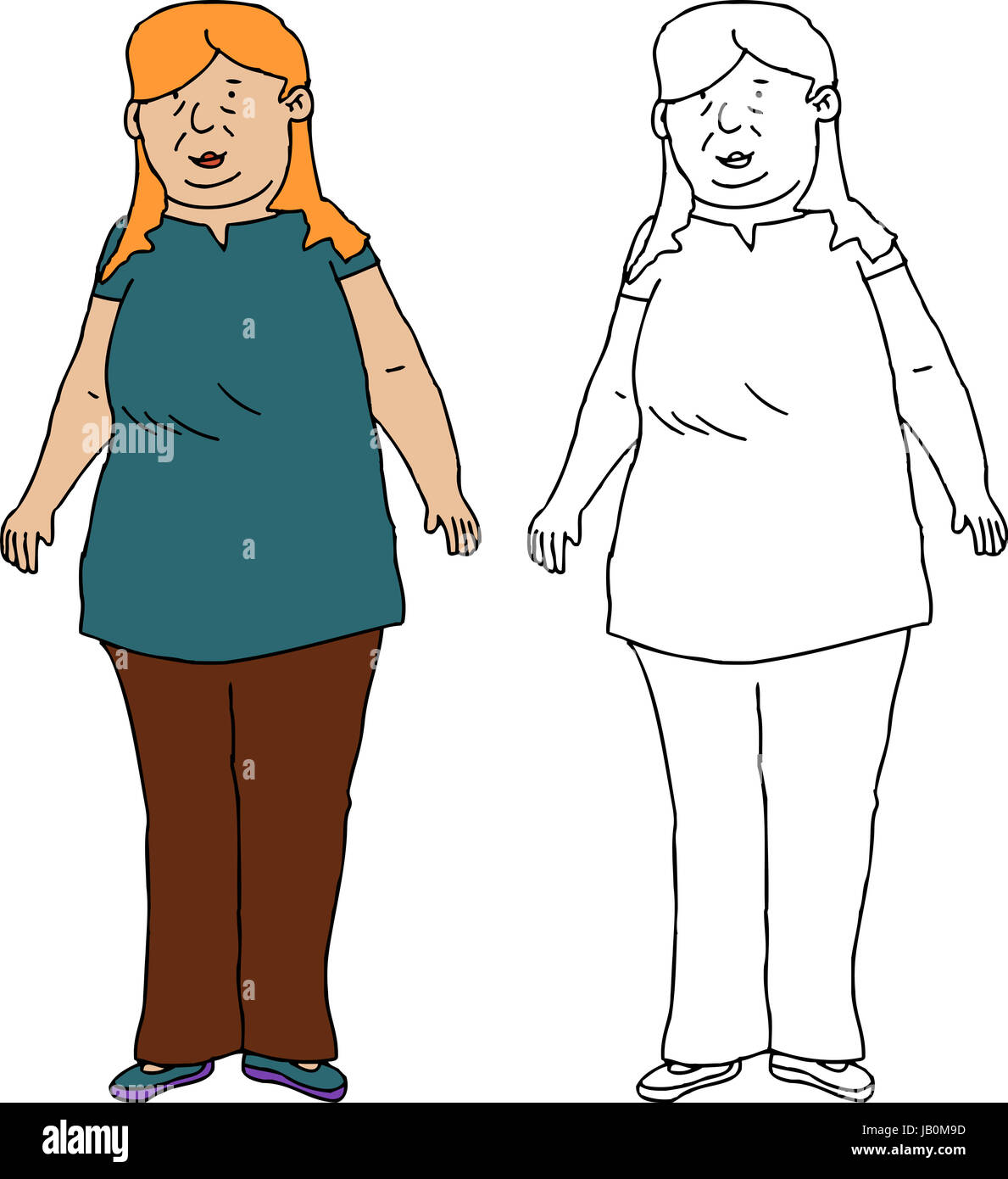 Grinning Caucasian female standing over white background Stock Photo ...