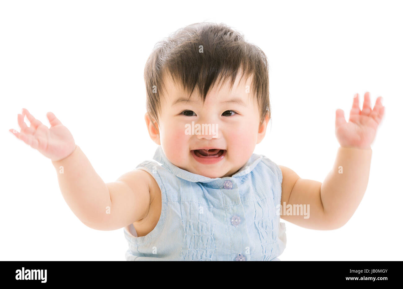 Asian baby girl hand up Stock Photo - Alamy