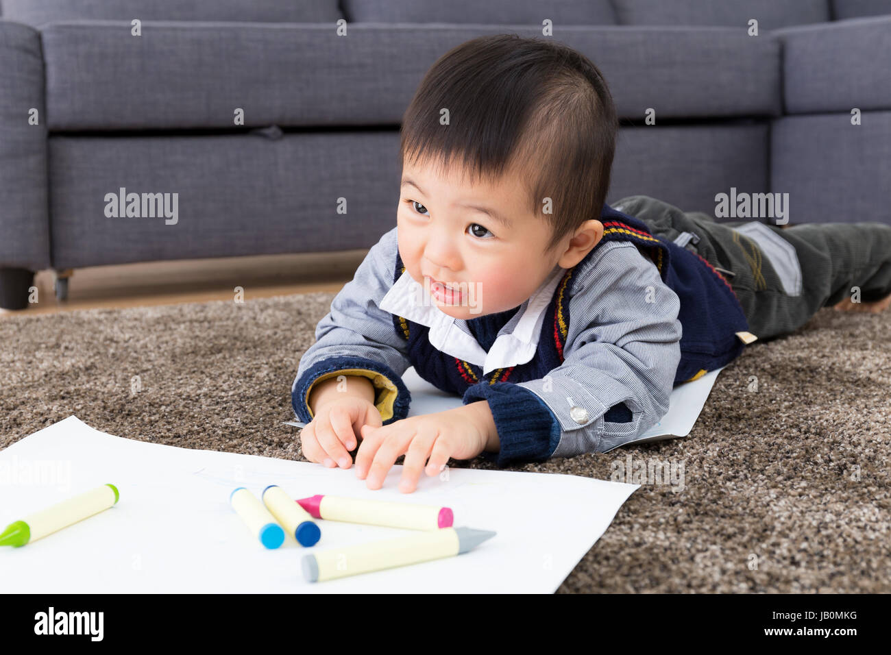 Asian baby boy drawing Stock Photo - Alamy
