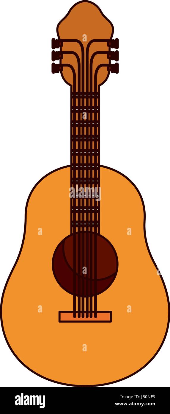 white background with acoustic guitar with thick contour Stock Vector ...