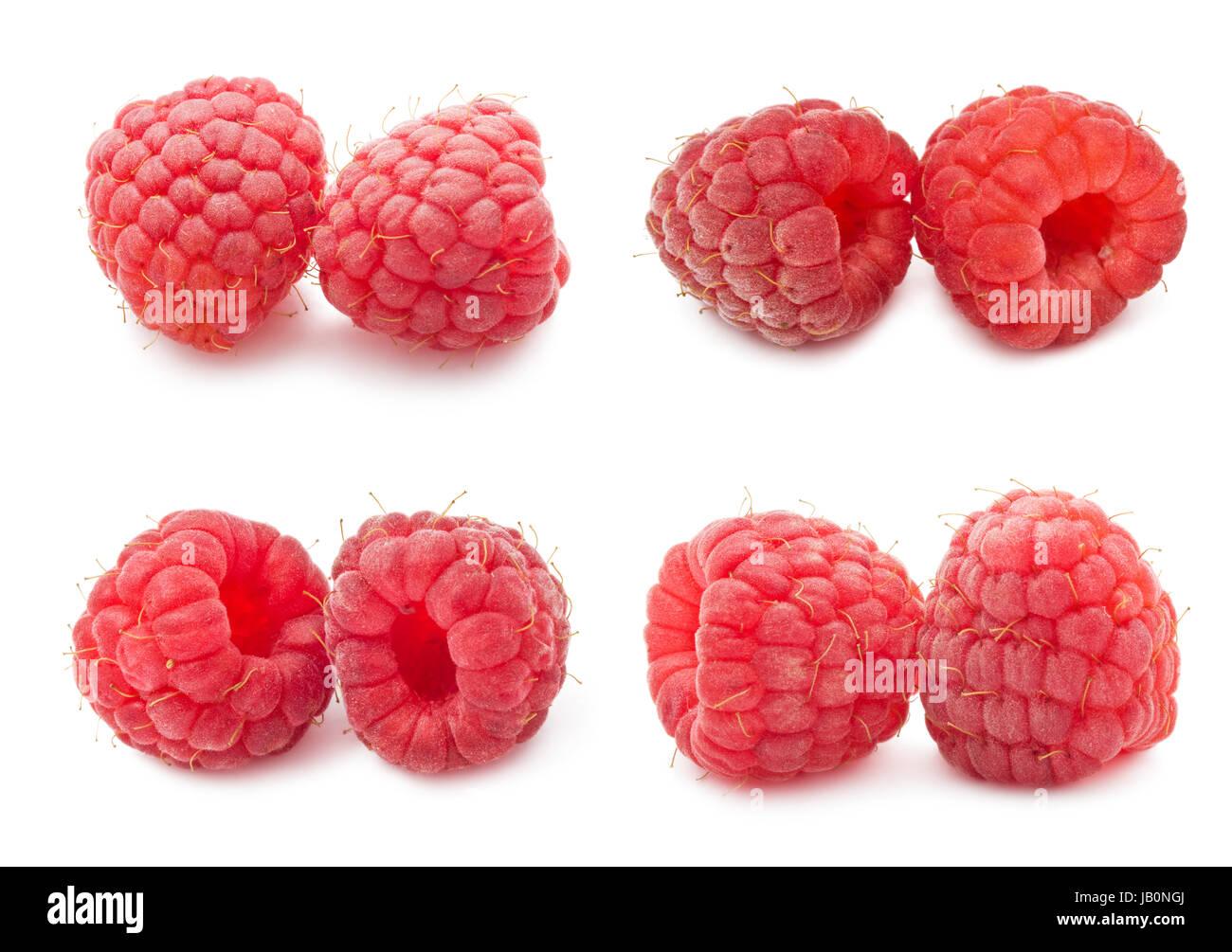 Collection of ripe red raspberries isolated on white background Stock ...
