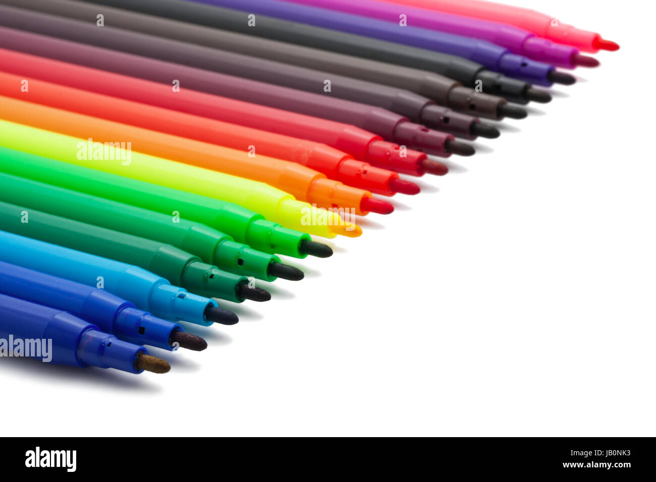 Group of felt tip bright color markers on white background Stock Photo ...