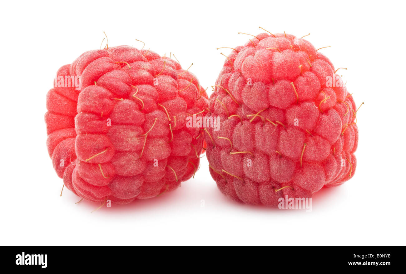 Ripe red raspberries isolated on white background Stock Photo - Alamy
