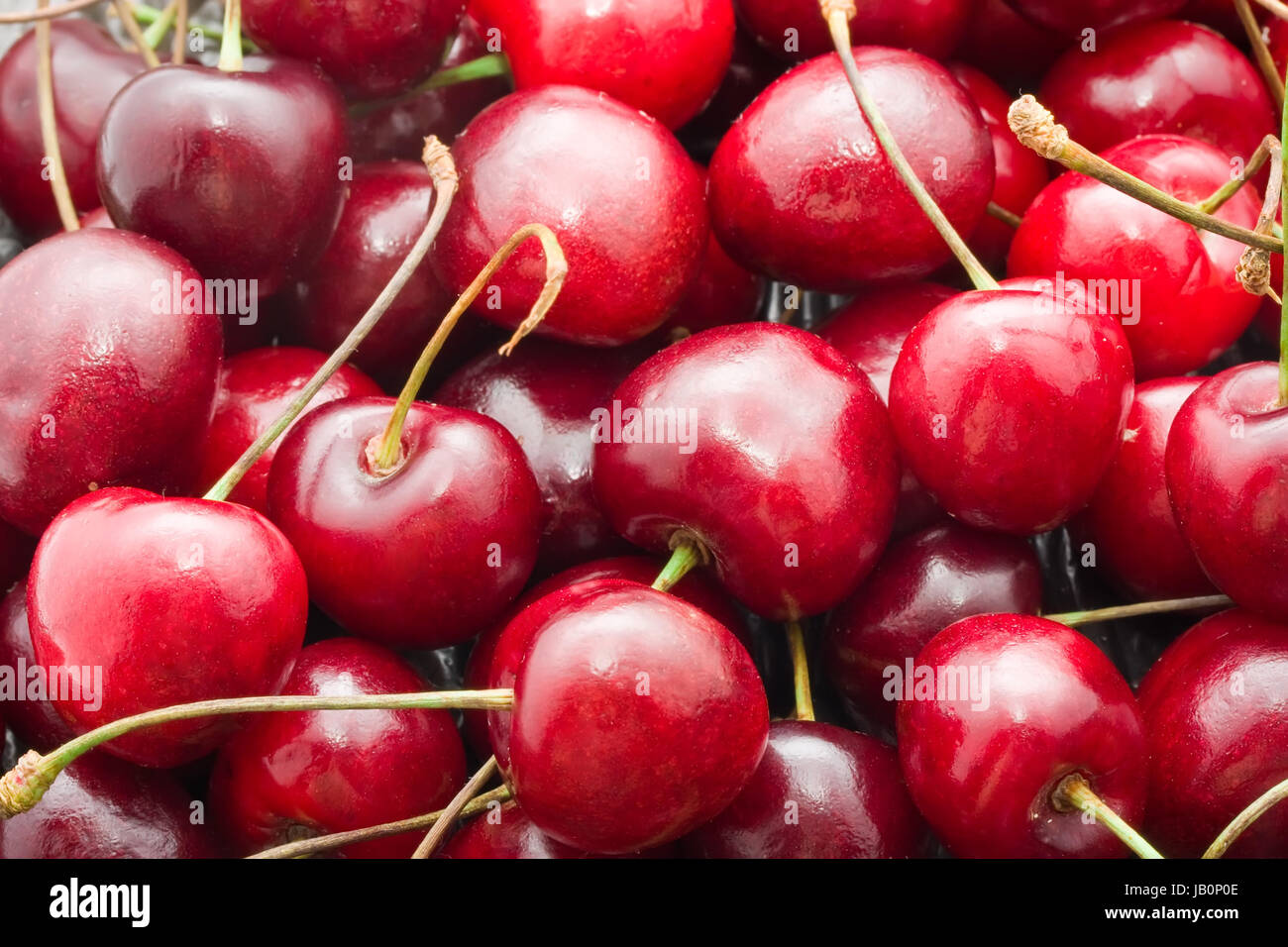 Beautiful red fresh cherry macro photo background Stock Photo - Alamy