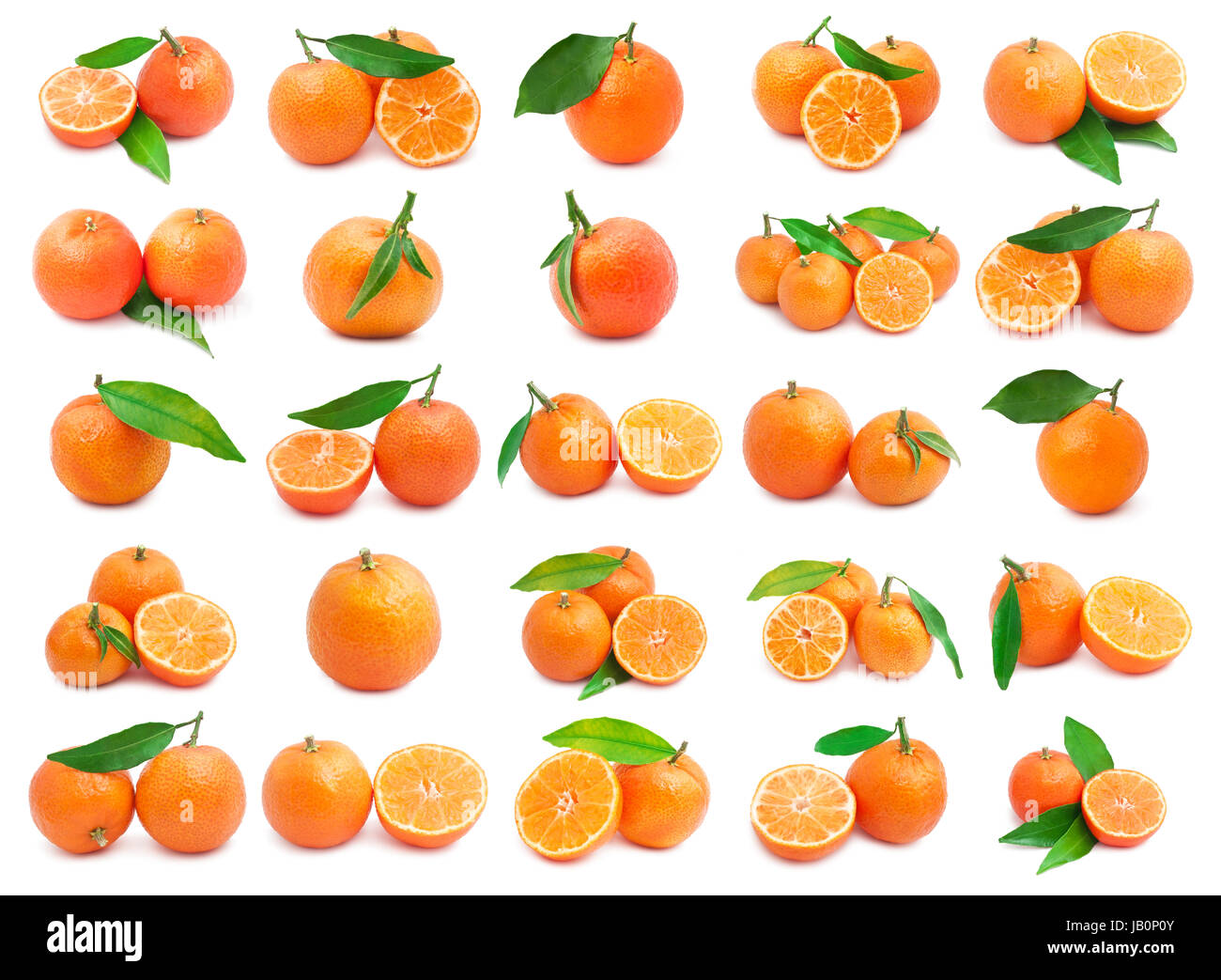 Collection of juicy tangerines or mandarins isolated on white ...
