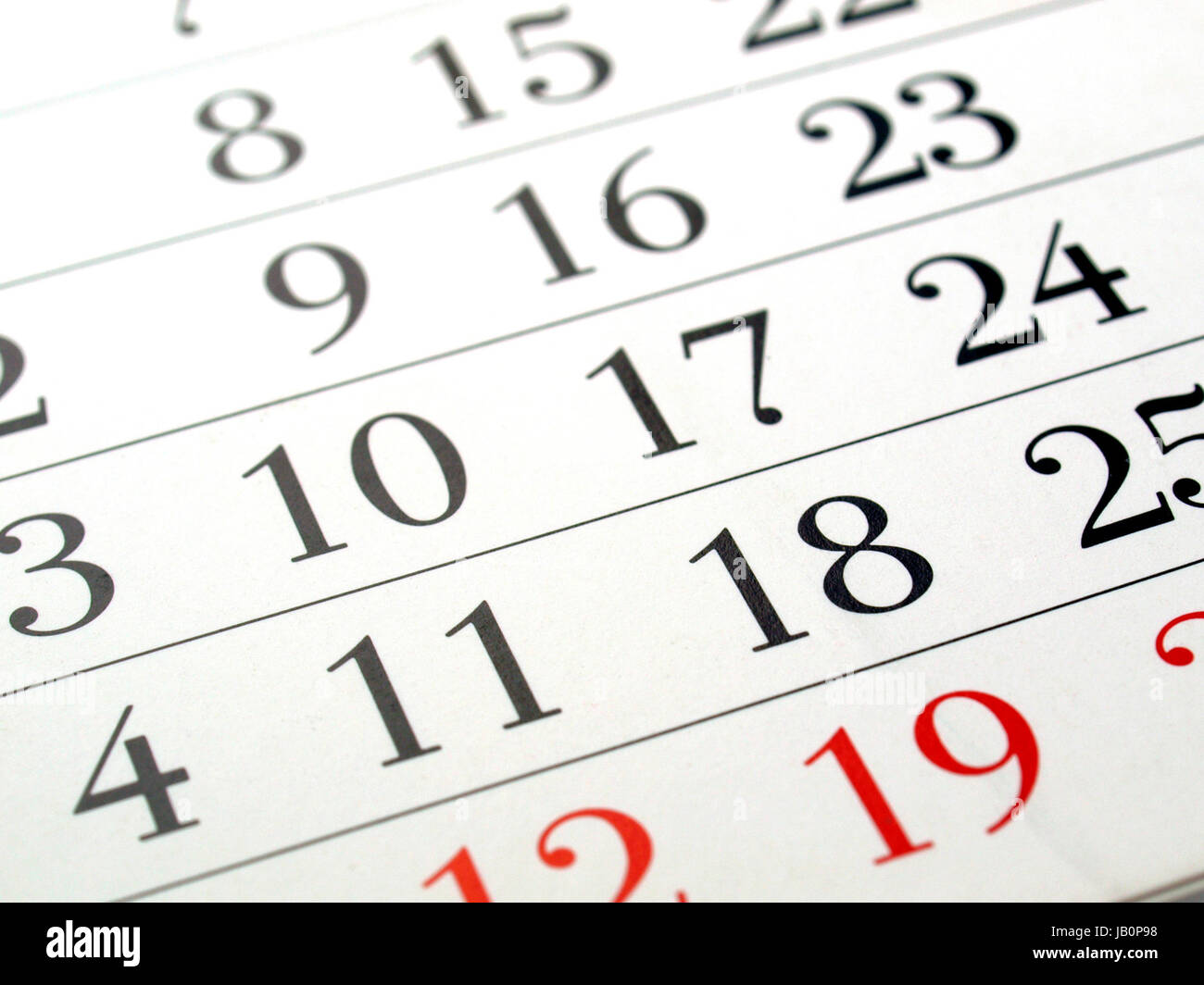 Detail of a calendar page Stock Photo - Alamy