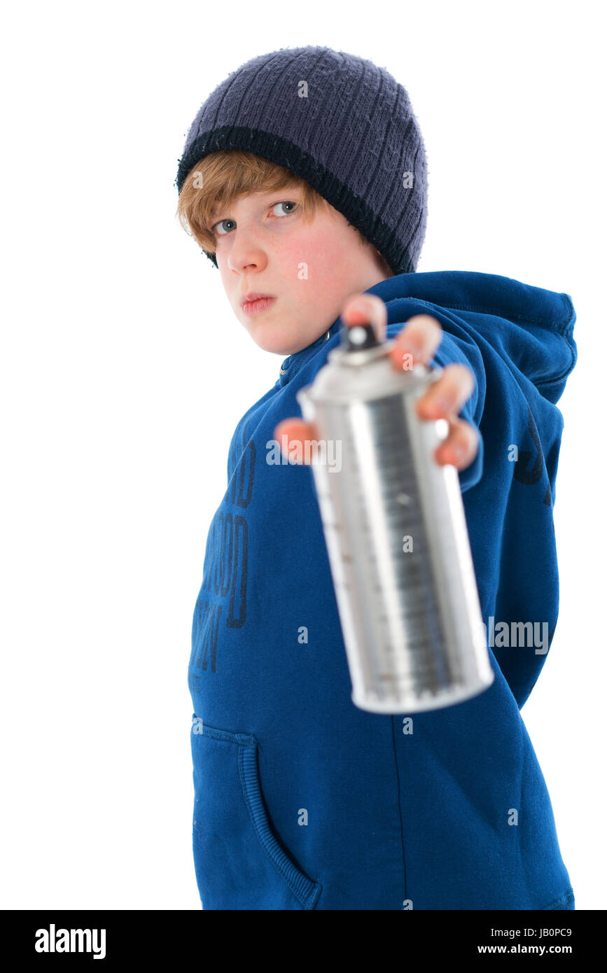 cool boy with spray Stock Photo - Alamy