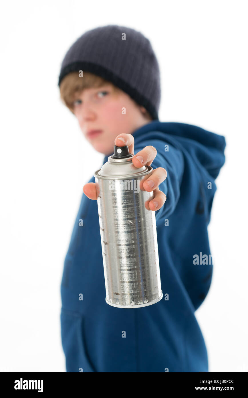 cool boy with spray Stock Photo - Alamy