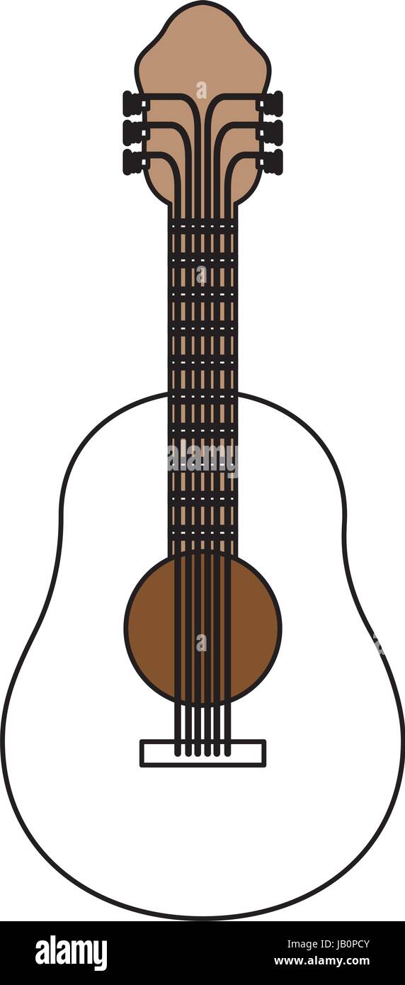 color sections silhouette of acoustic guitar with thick contour Stock ...
