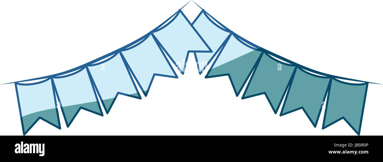 blue shading silhouette of festoons in shape of square with peaks Stock ...