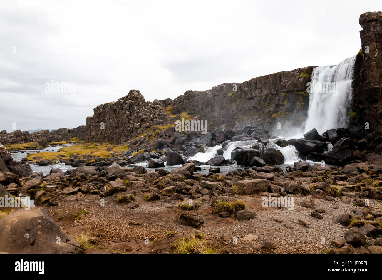 Oxarafoss waterfall, Thingvellir national park, Iceland Stock Photo - Alamy