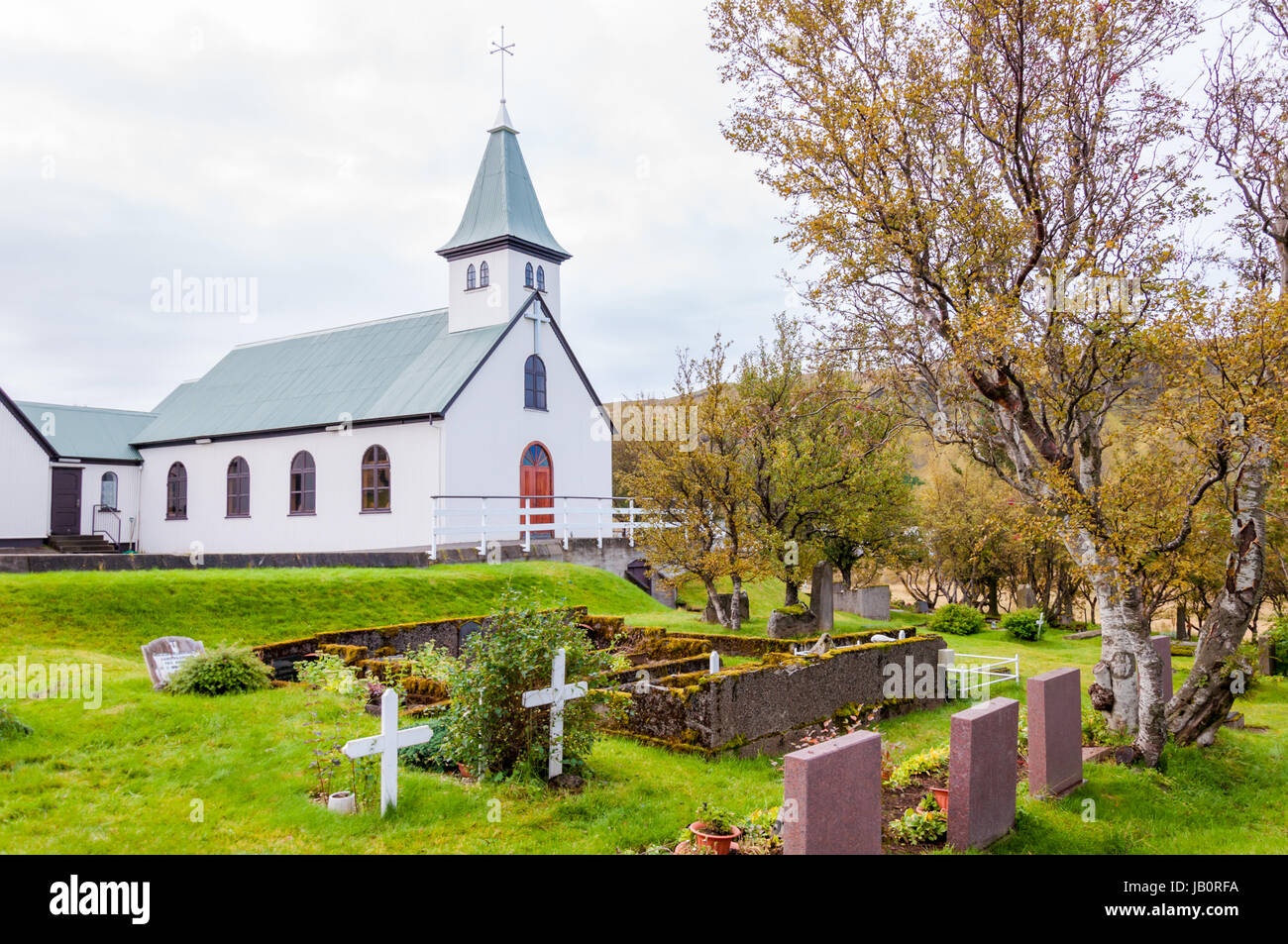 Cemetery and church in Iceland Stock Photo - Alamy