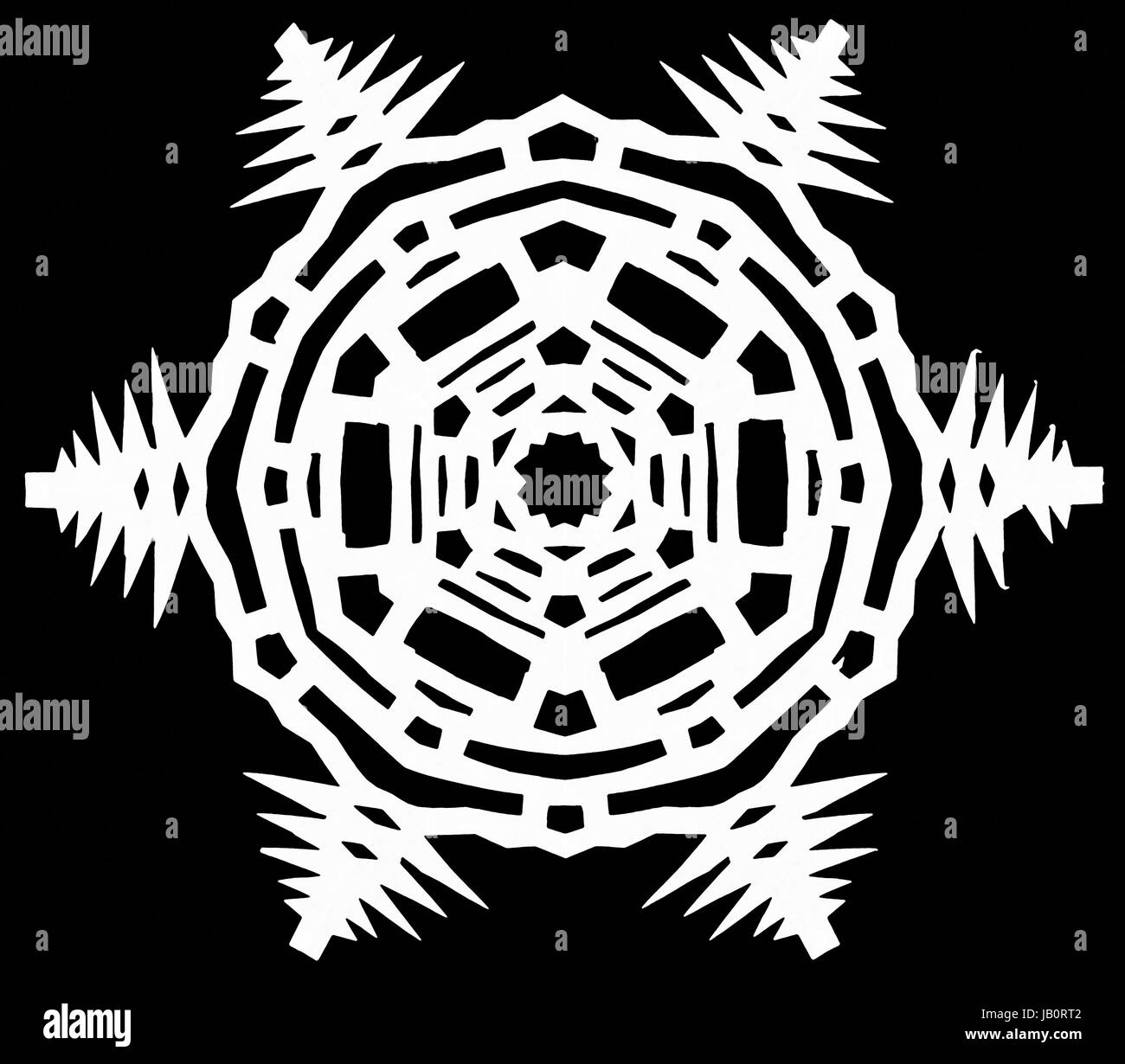 hand made cut out white snowflake on black paper background Stock Photo ...