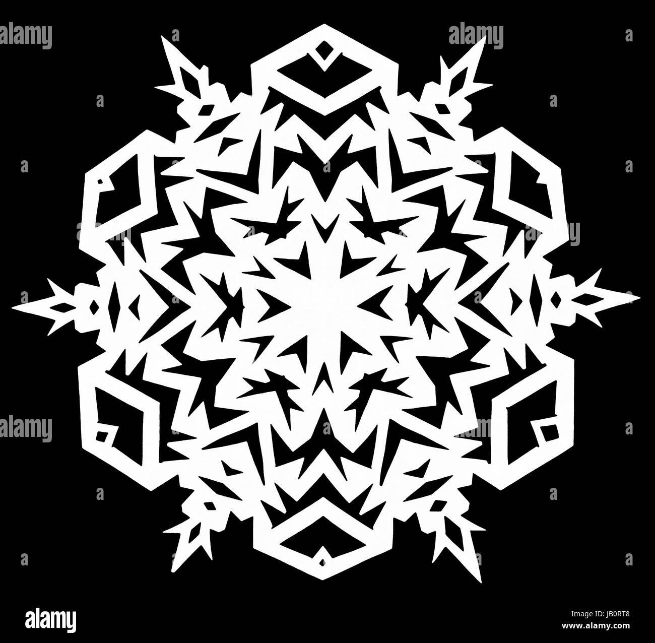 hand made cut out white snowflake on black paper background Stock Photo ...