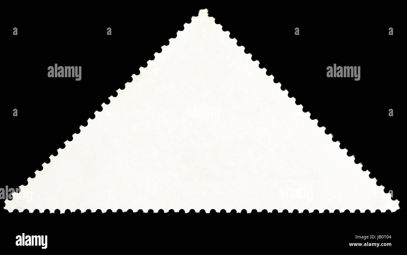 background from reverse side of triangular postage stamp on black Stock ...