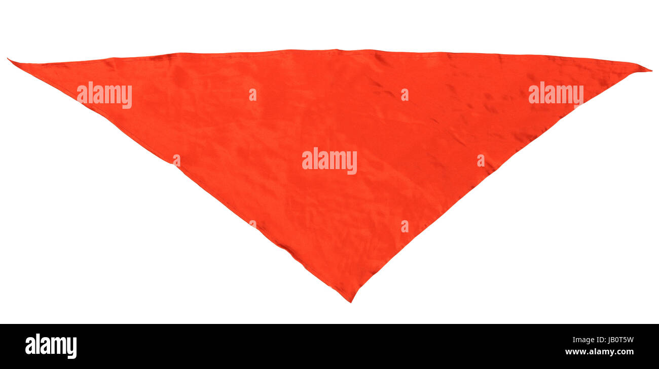 red silk triangular neckerchief isolated on white background Stock ...